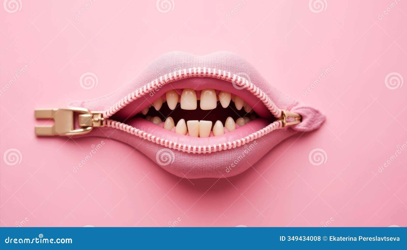 Pink Zipper Pull is Shown with a Mouth that is Open and Missing Teeth ...