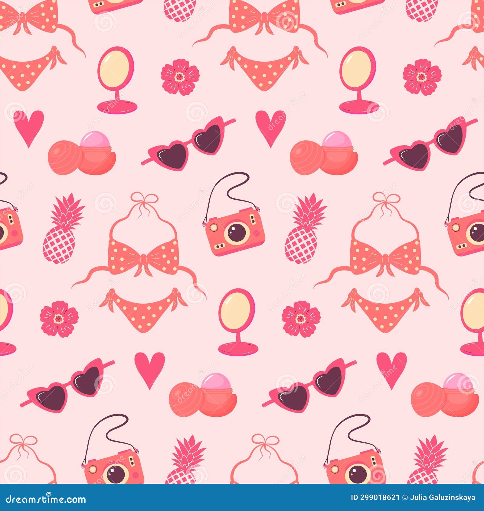 Pinkcore Glamour Seamless Pattern. Pink Pattern with Cute Female ...