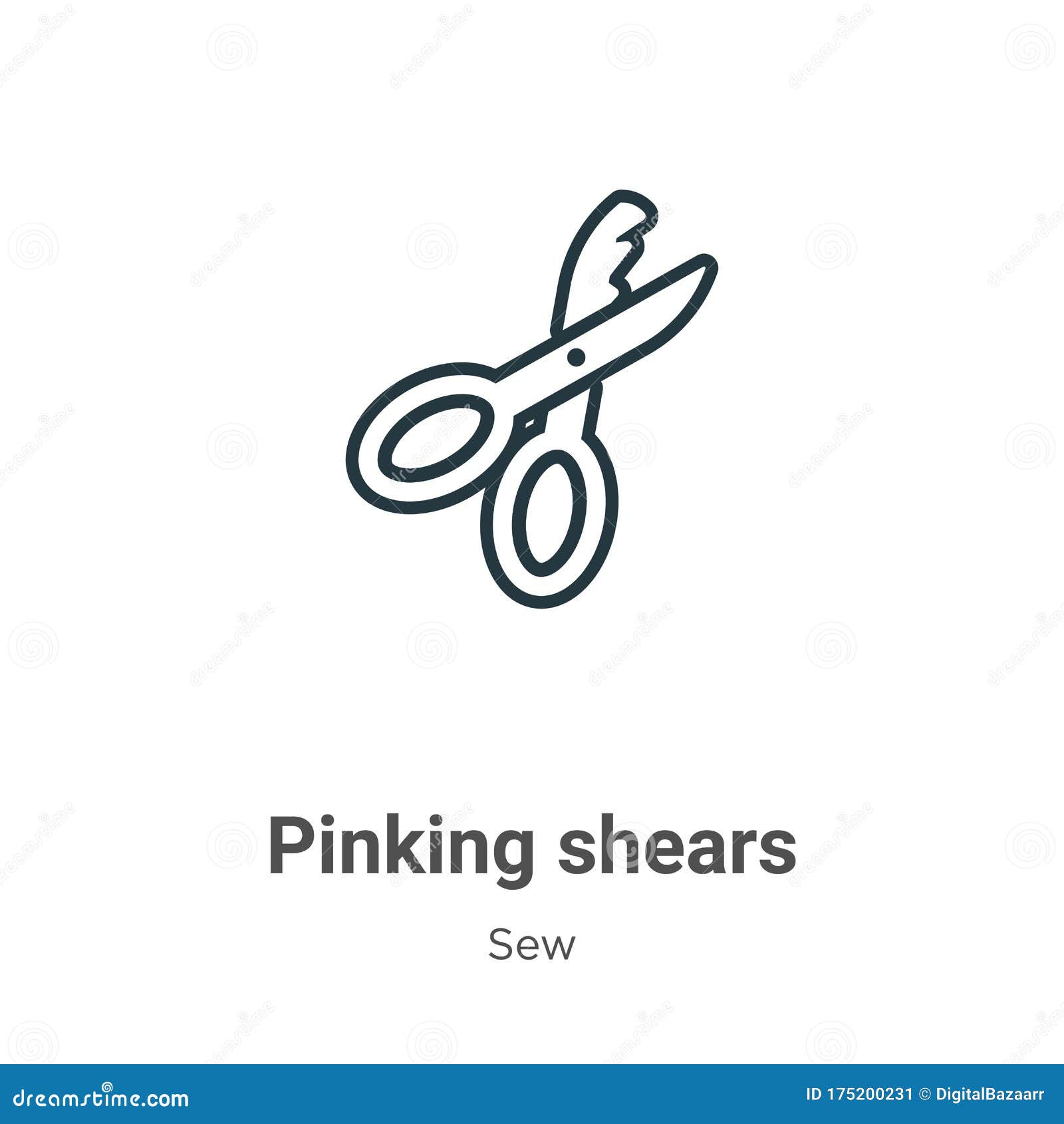 Outline Pinking Shears Vector Icon. Isolated Black Simple Line Element ...