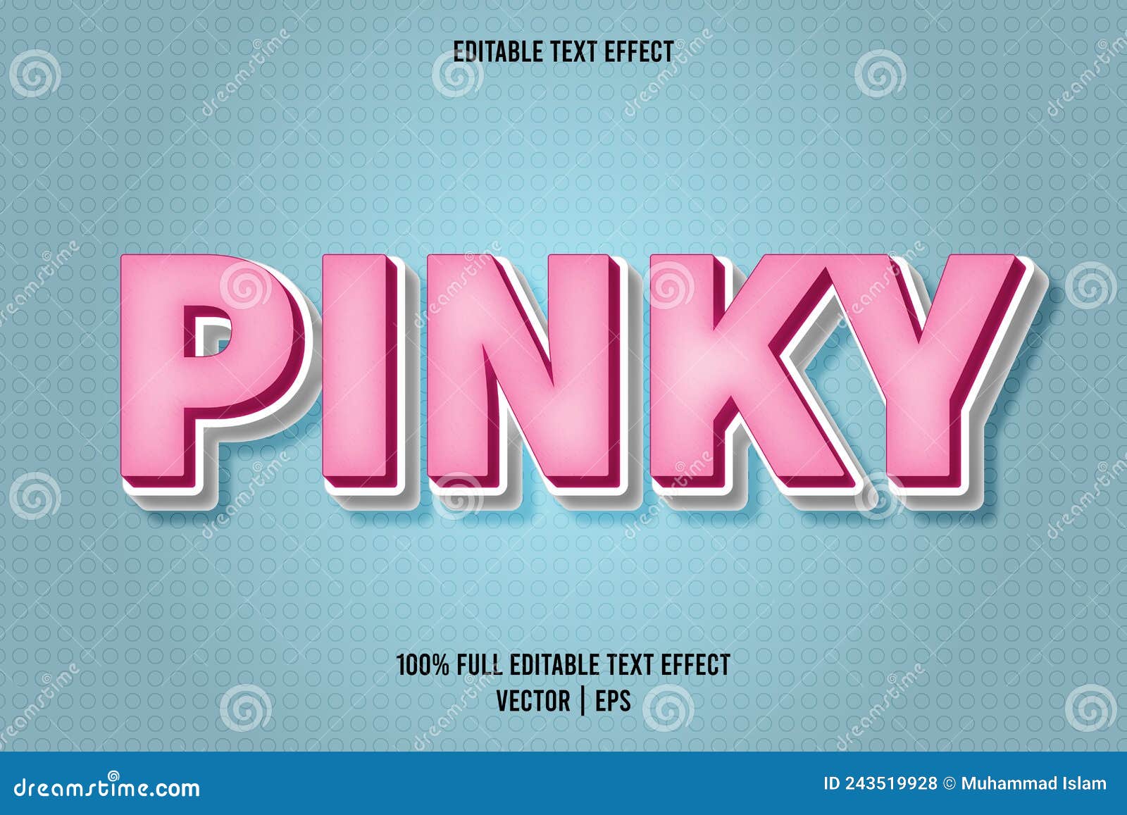 Pinky Editable Text Effect Cartoon Style Stock Vector - Illustration of ...