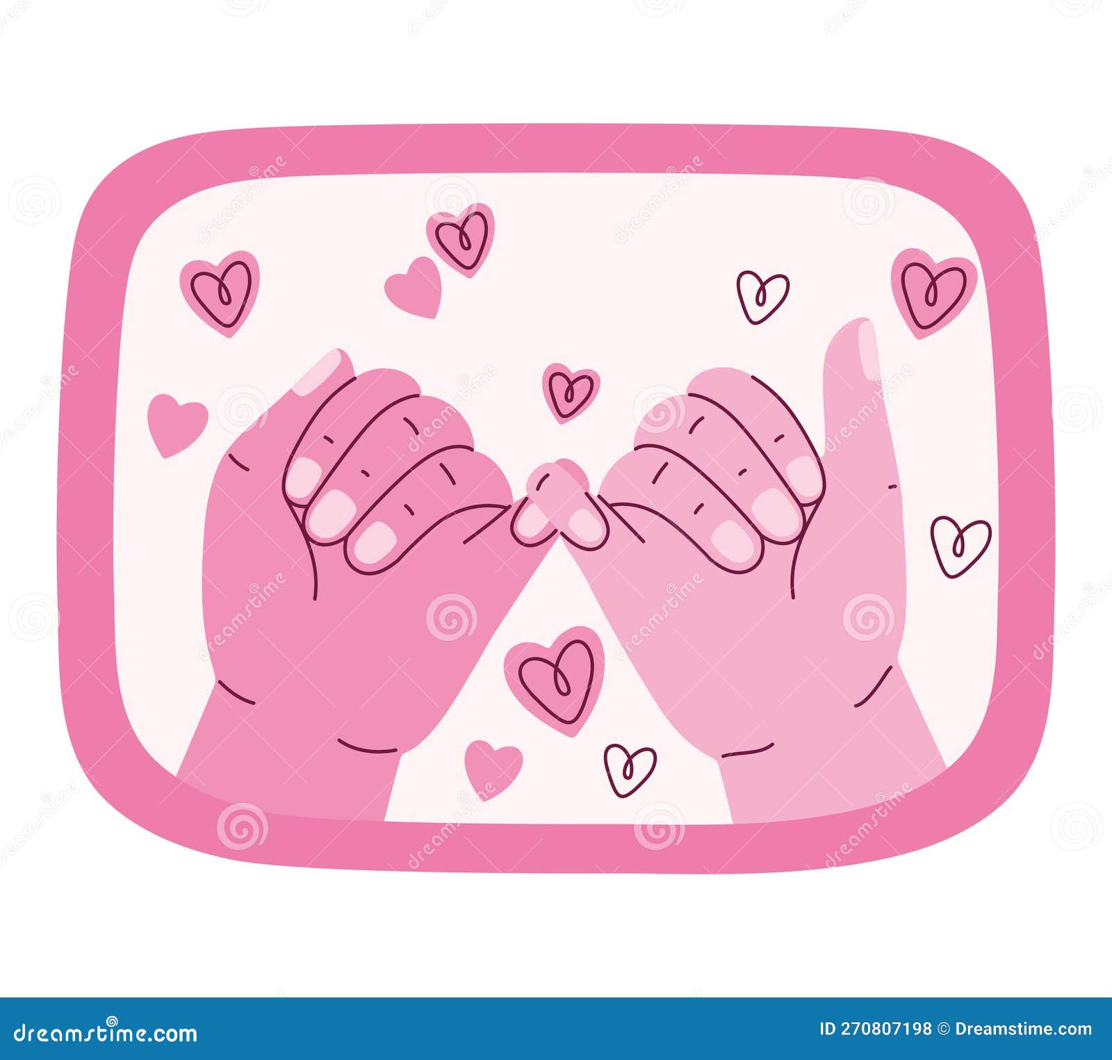 Pinky Promise Hands with Hearts Stock Vector - Illustration of ...