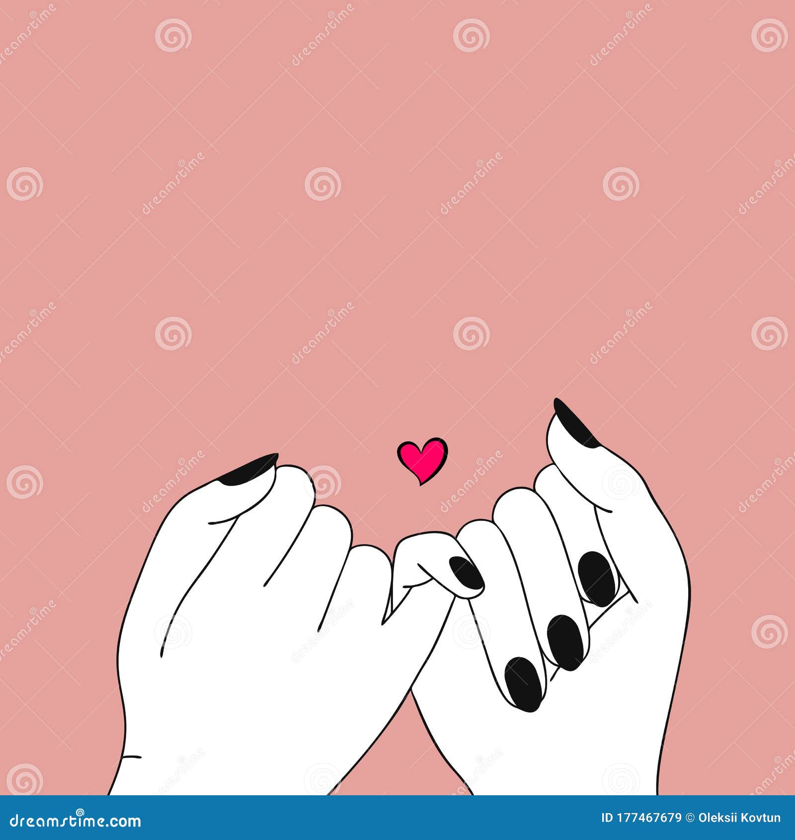 Pinky Promise Pinky Swear Hands Outline Line Art Vector Stock