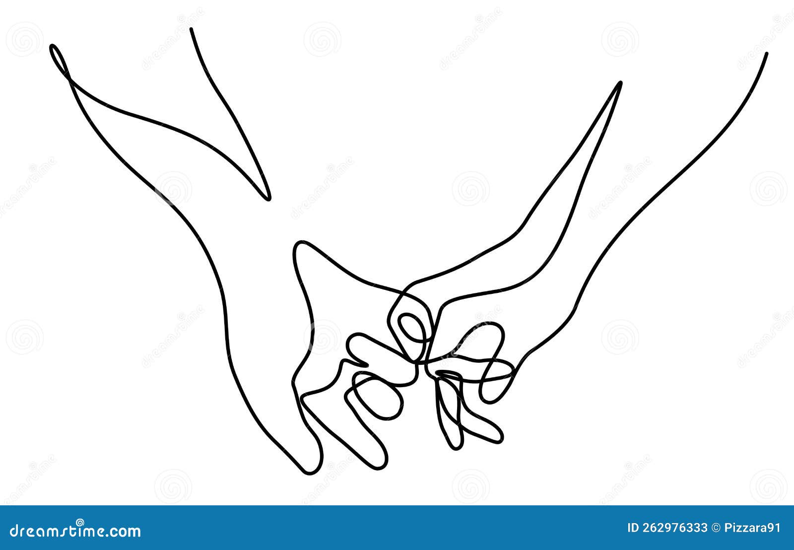 Pinky Swear Of Couple In Continuous Line Drawing Style Cartoon Vector ...