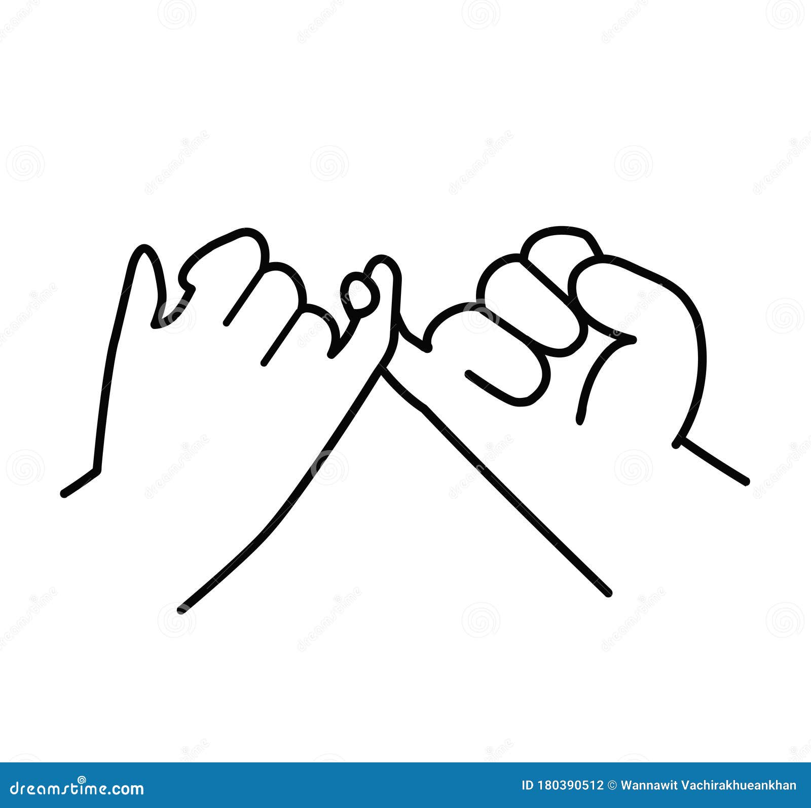 Pinky Swear Promise Flat Design Line Icon Stock Vector - Illustration ...