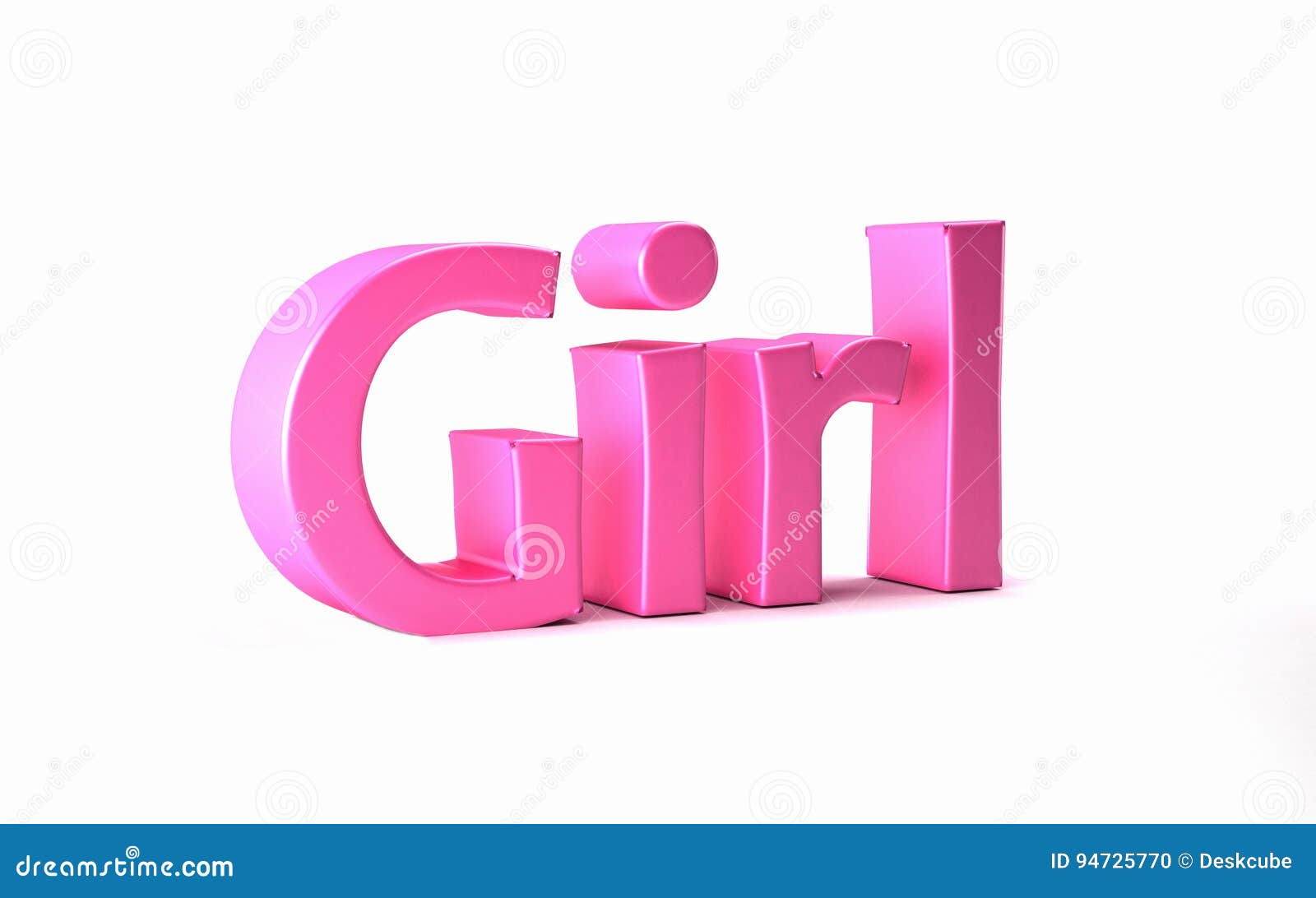 Girl Pink Word. 3D Render Illustration Stock Illustration ...