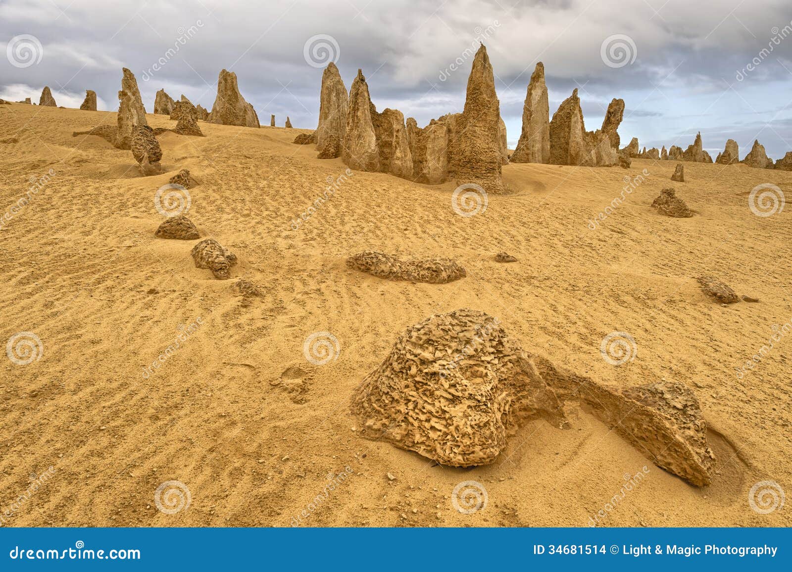 Pinnacles of Nambung stock photo. Image of seabed, warm - 34681514