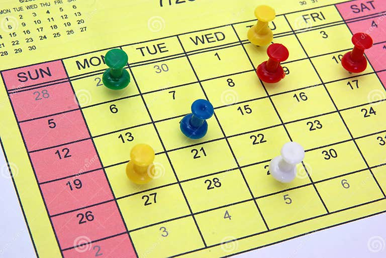 Pinned calendar stock image. Image of deadlines, important - 10078635
