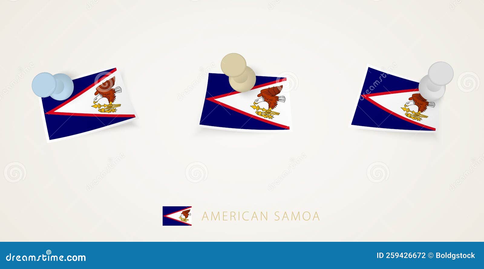 Pinned Flag of American Samoa in Different Shapes with Twisted Corners ...