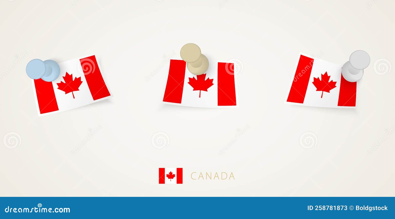 Pinned Flag of Canada in Different Shapes with Twisted Corners. Vector ...