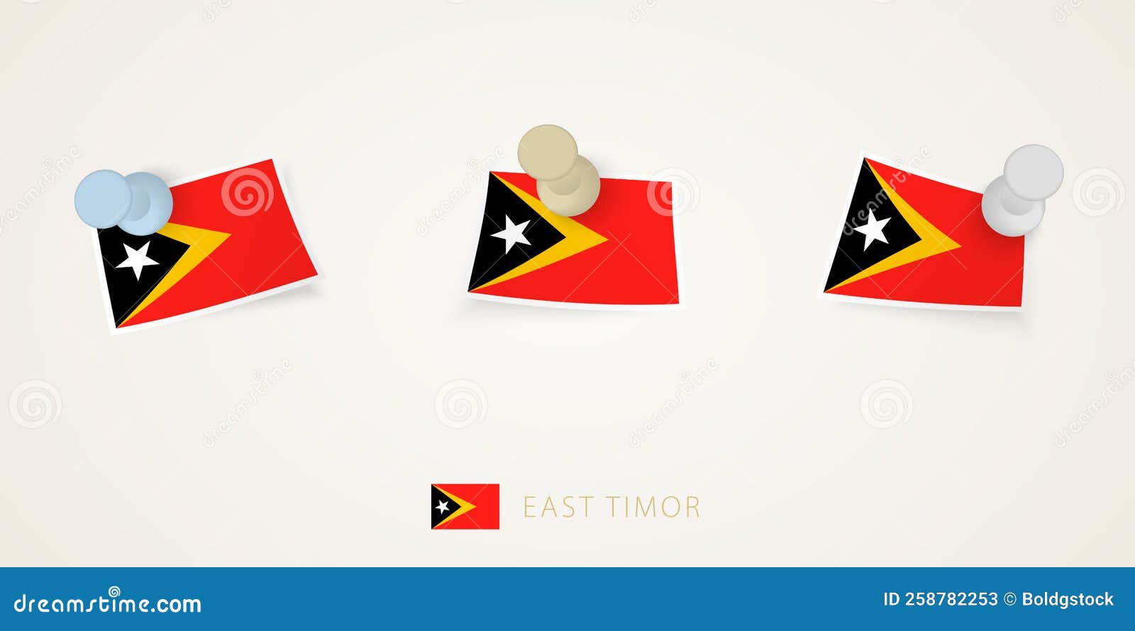Pinned Flag of East Timor in Different Shapes with Twisted Corners ...