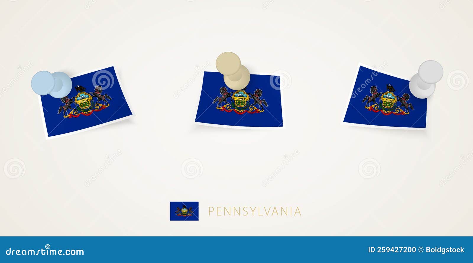 Pinned Flag of Pennsylvania in Different Shapes with Twisted Corners ...
