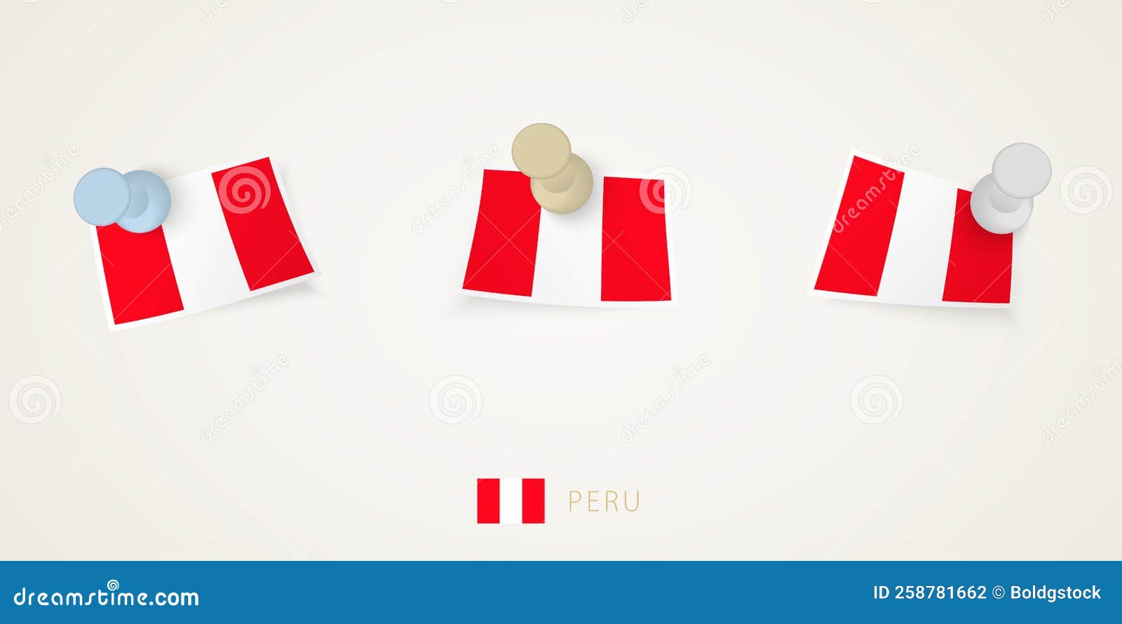 Pinned Flag of Peru in Different Shapes with Twisted Corners. Vector ...