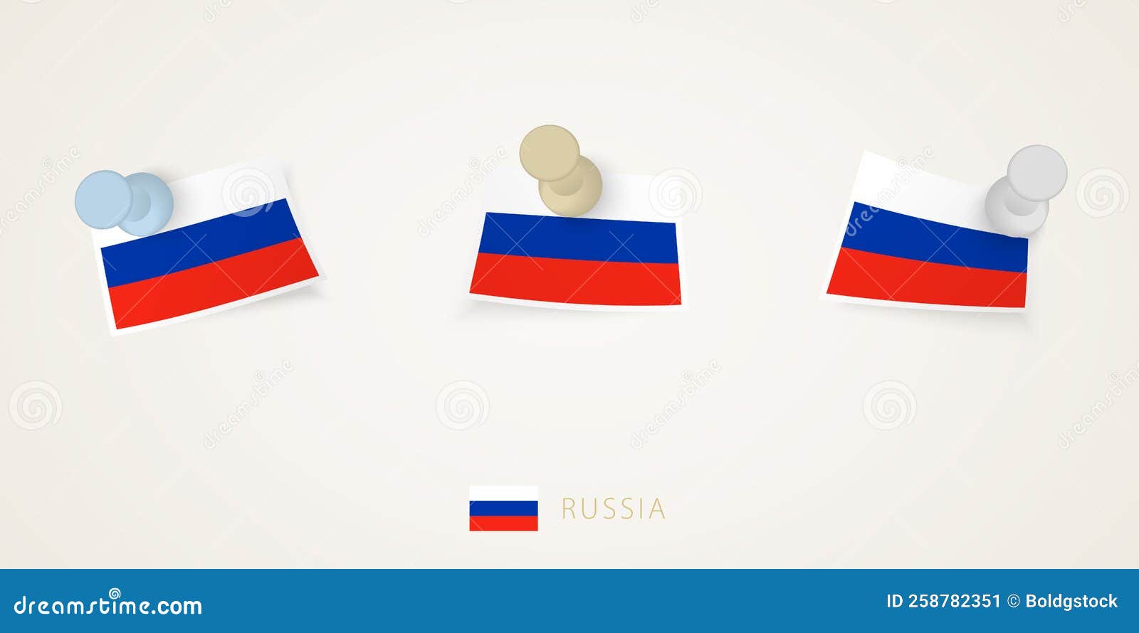 Pinned Flag of Russia in Different Shapes with Twisted Corners. Vector ...