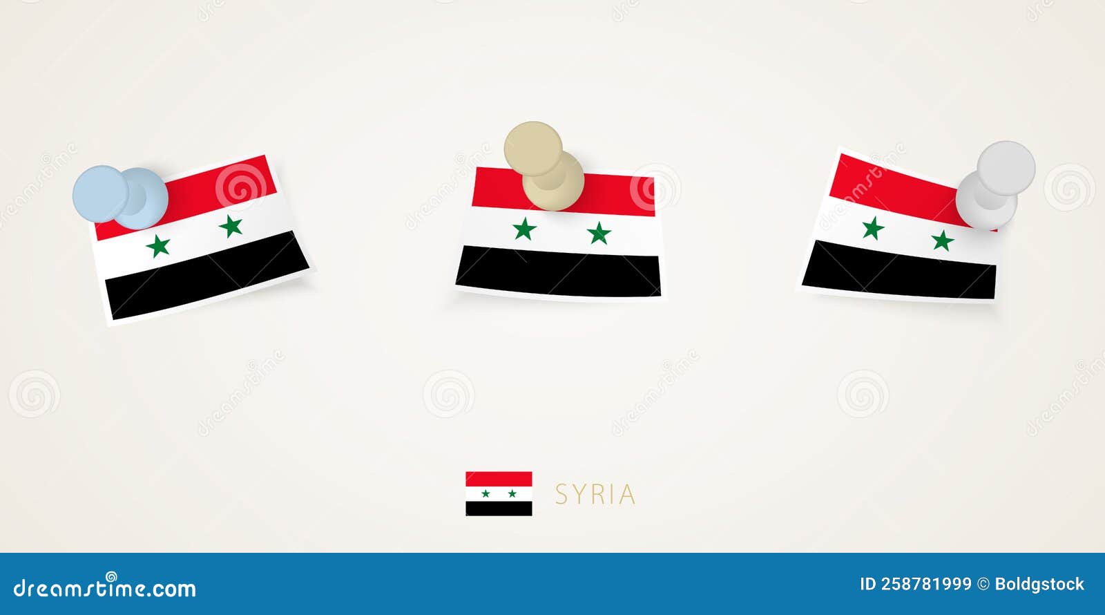 Pinned Flag of Syria in Different Shapes with Twisted Corners. Vector ...