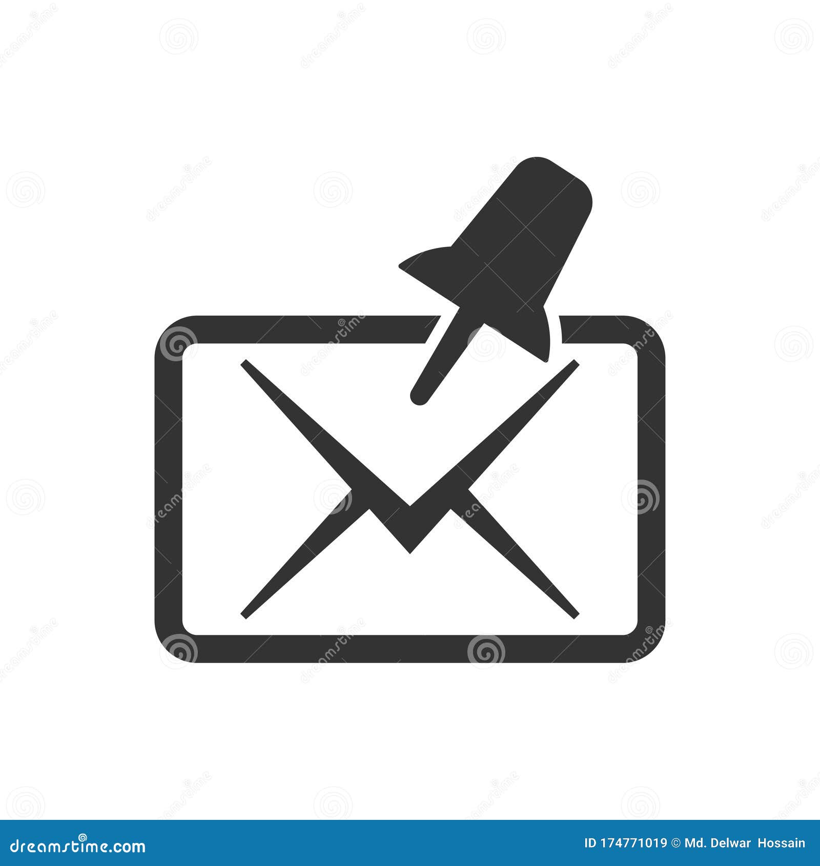 Pinned mail icon stock vector. Illustration of email - 174771019