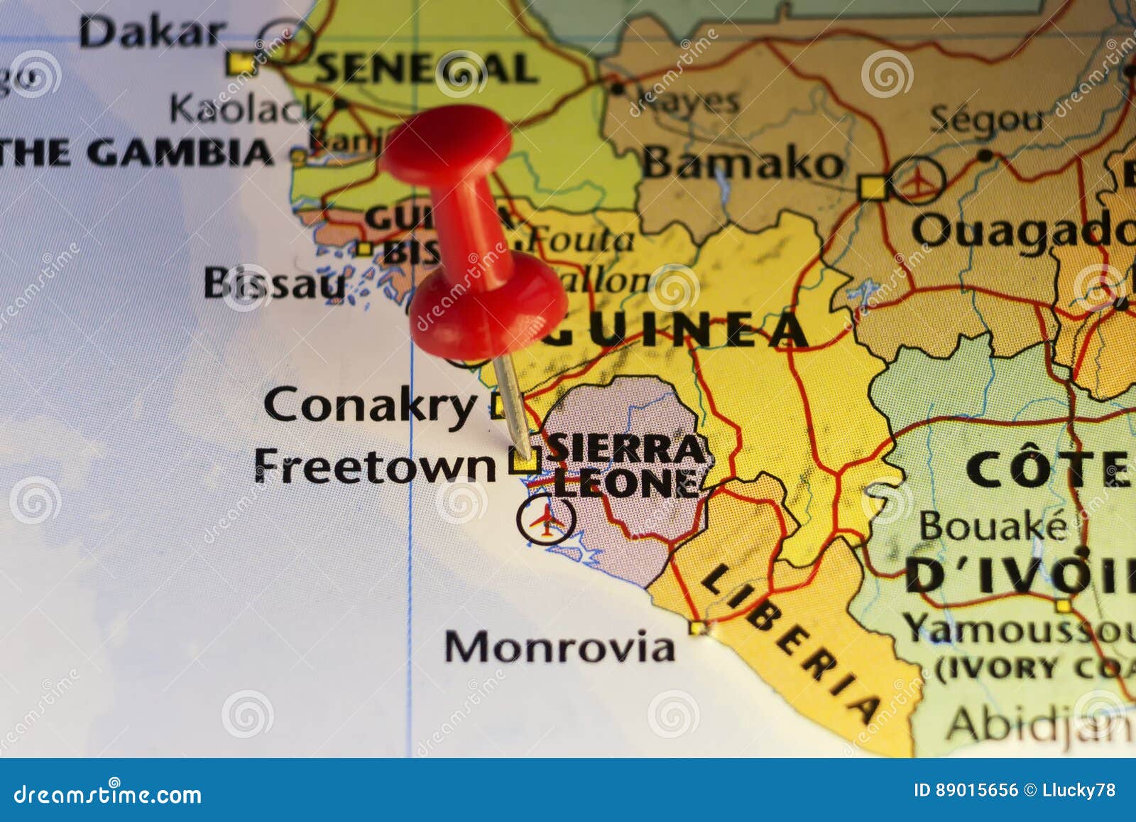 Pinned Map Freetown, Sierra Leone Stock Photo - Image of copy, capitol ...