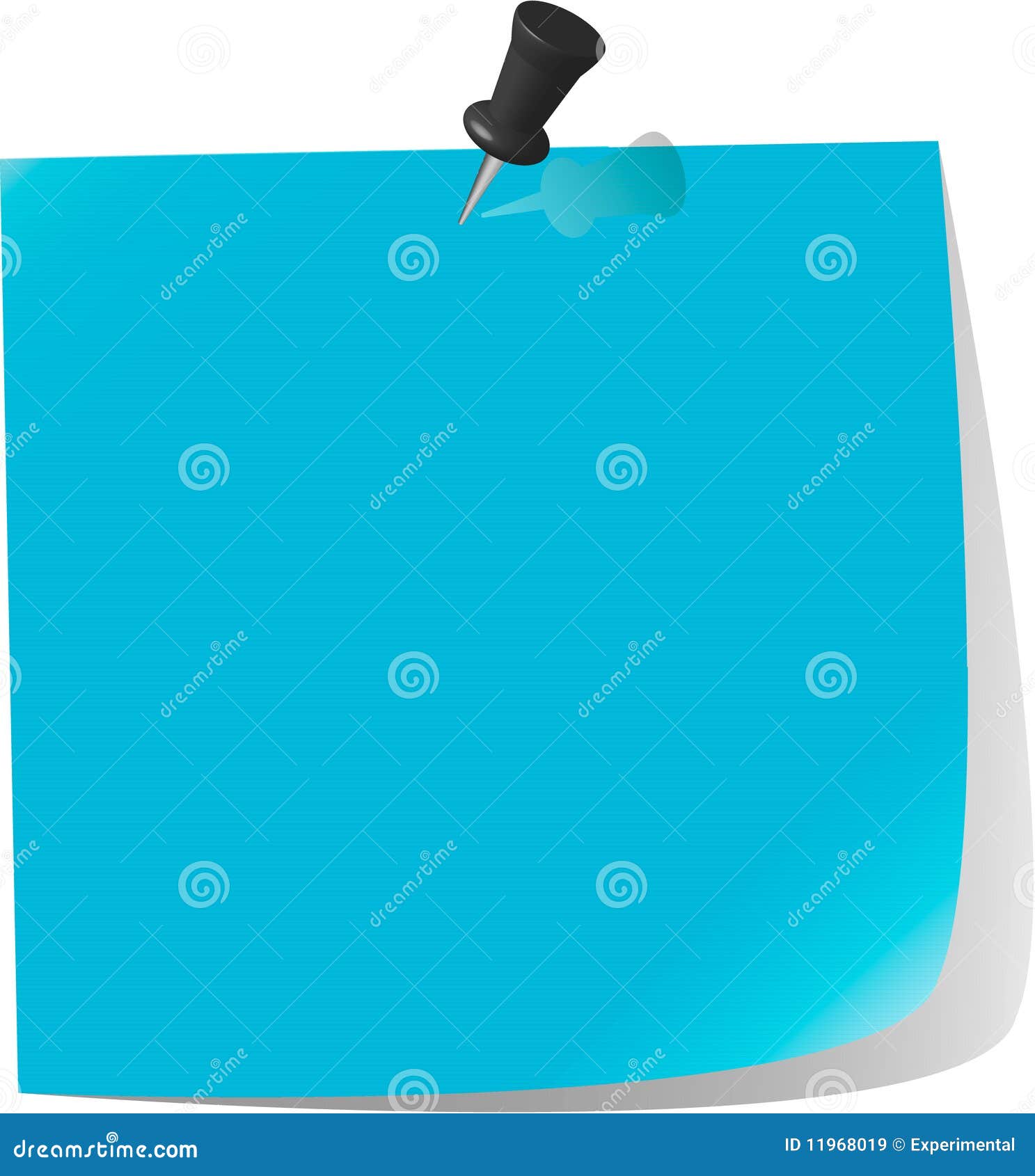 Pinned note paper, blue stock illustration. Illustration of thumbtack ...