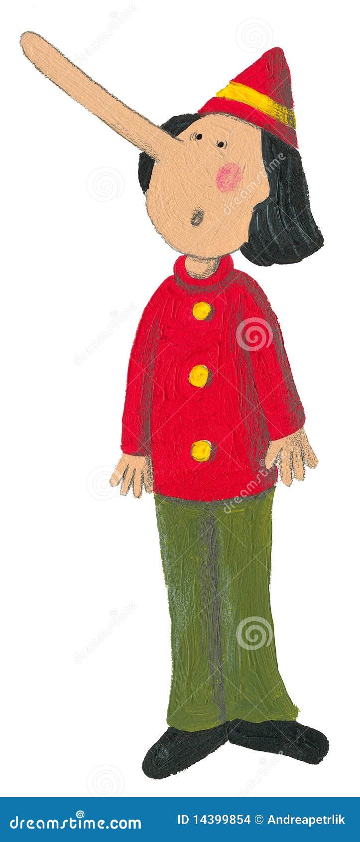 Pinocchio met grote neus stock illustratie. Illustration of kinderjaren ...