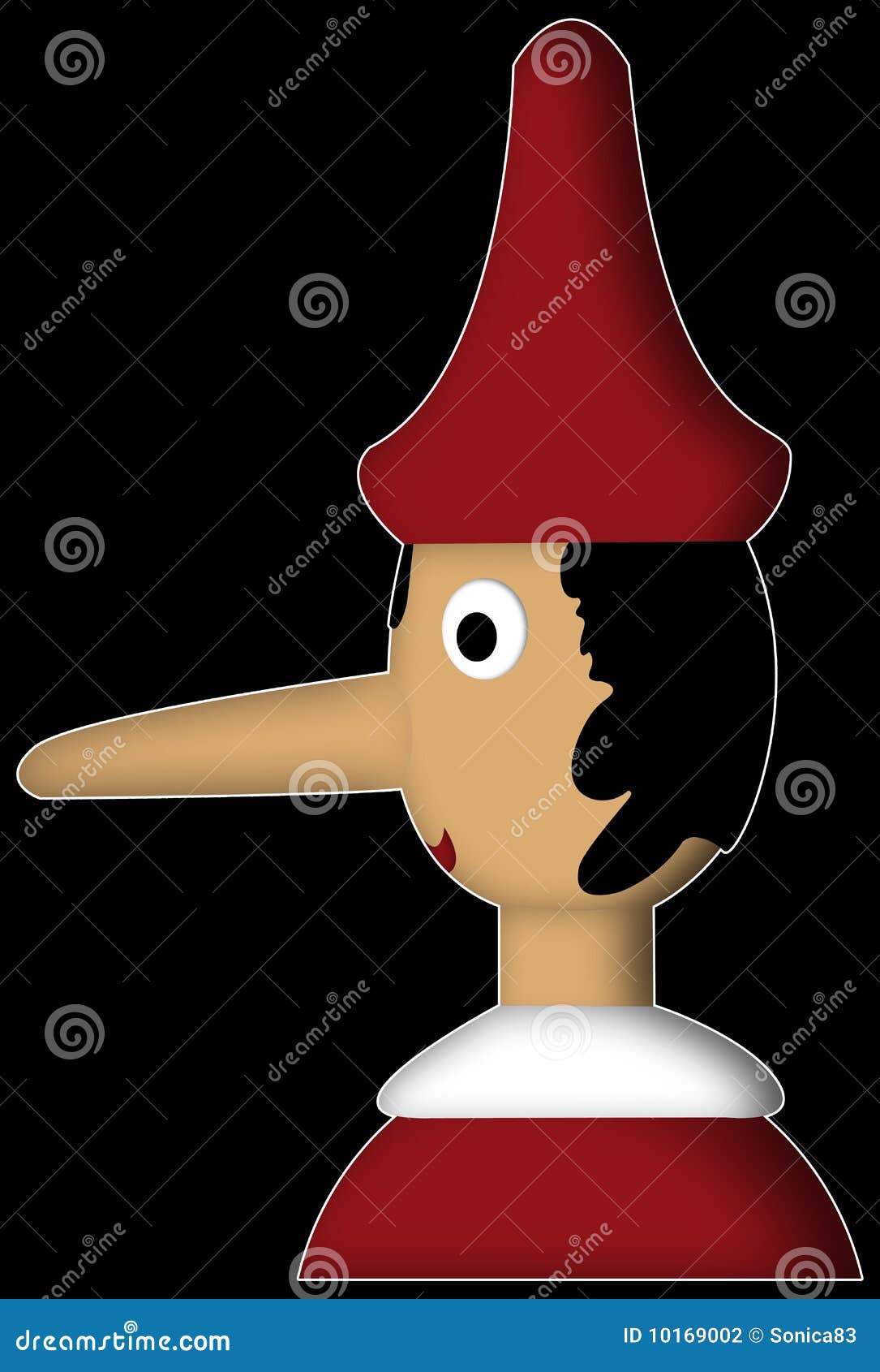 Pinocchio with red hat stock illustration. Illustration of book - 10169002