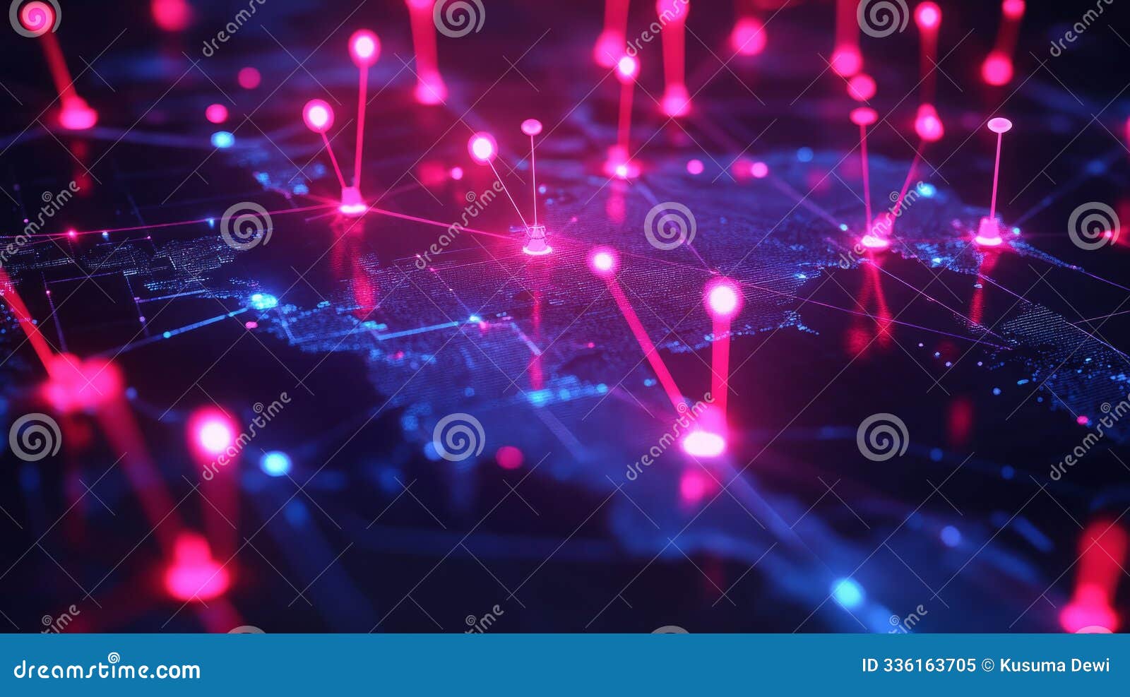Pinpoint Digital Tech Map Generative AI Stock Image | CartoonDealer.com ...