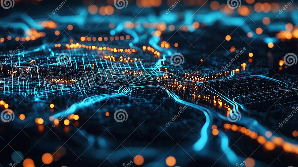 Pinpoint Digital Tech Map Generative AI Stock Illustration ...