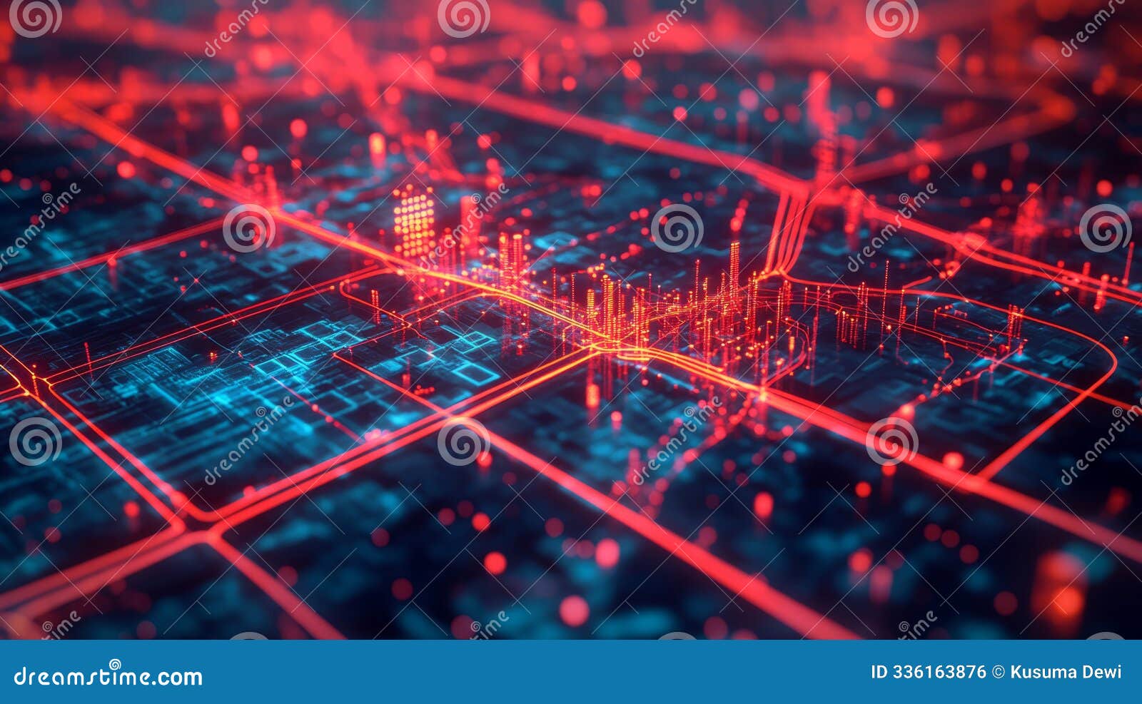 Pinpoint Digital Tech Map Generative AI Stock Illustration ...