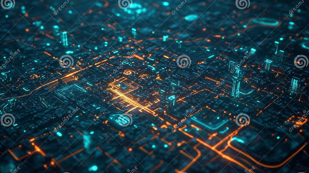 Pinpoint Digital Tech Map Generative AI Stock Illustration ...