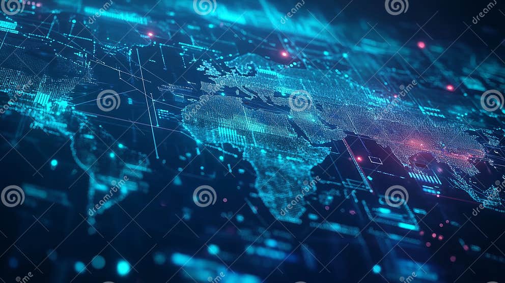 Pinpoint Digital Tech Map Generative AI Stock Illustration ...