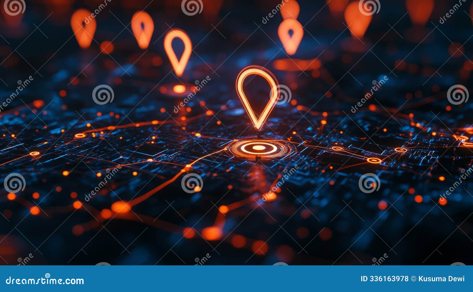 Pinpoint Digital Tech Map Generative AI Stock Illustration ...