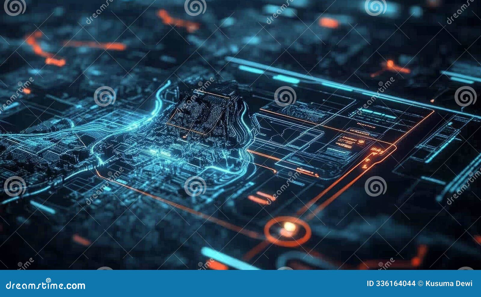 Pinpoint Digital Tech Map Generative AI Stock Image | CartoonDealer.com ...