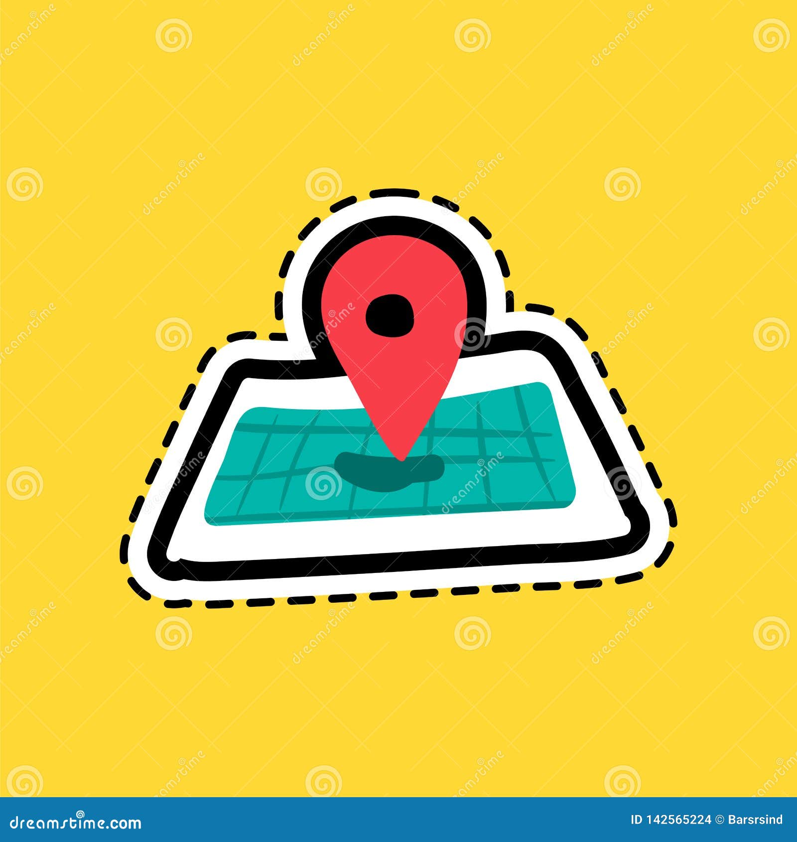 Pinpoint Flat Color Sticker Stock Vector - Illustration of contour ...