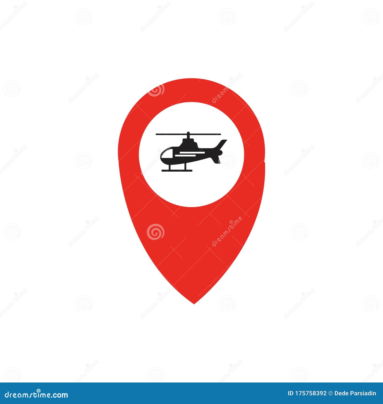 Pinpoint of Heliport Icon in Trendy Flat Style Stock Vector ...