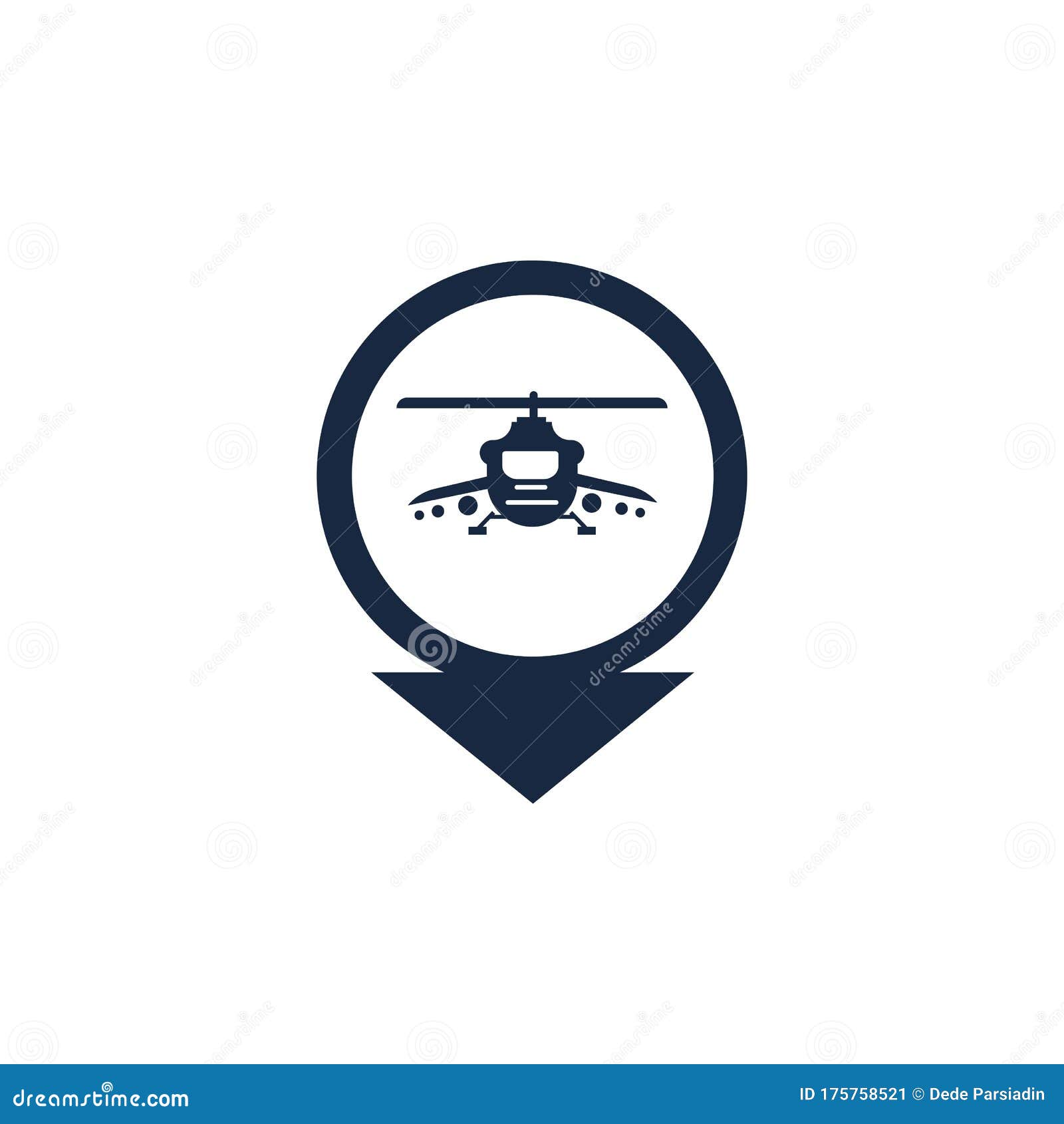 Pinpoint of Heliport Icon in Trendy Flat Style Stock Vector ...