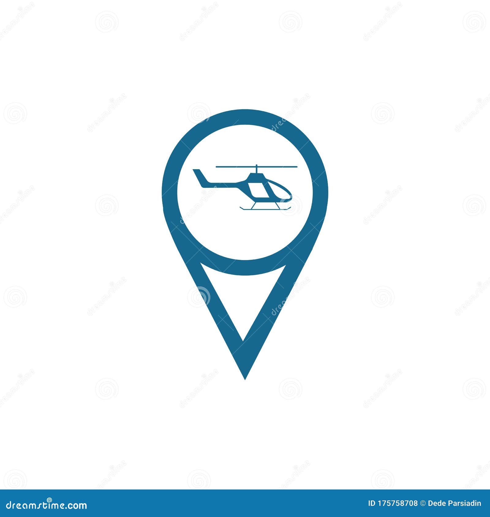 Pinpoint of Heliport Icon in Trendy Flat Style Stock Vector ...