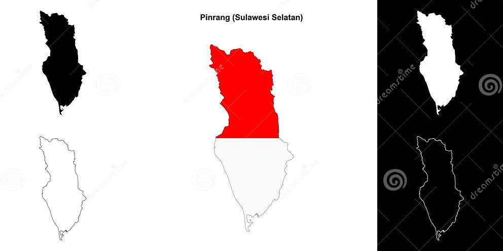 Pinrang outline map stock illustration. Illustration of blank - 356963458