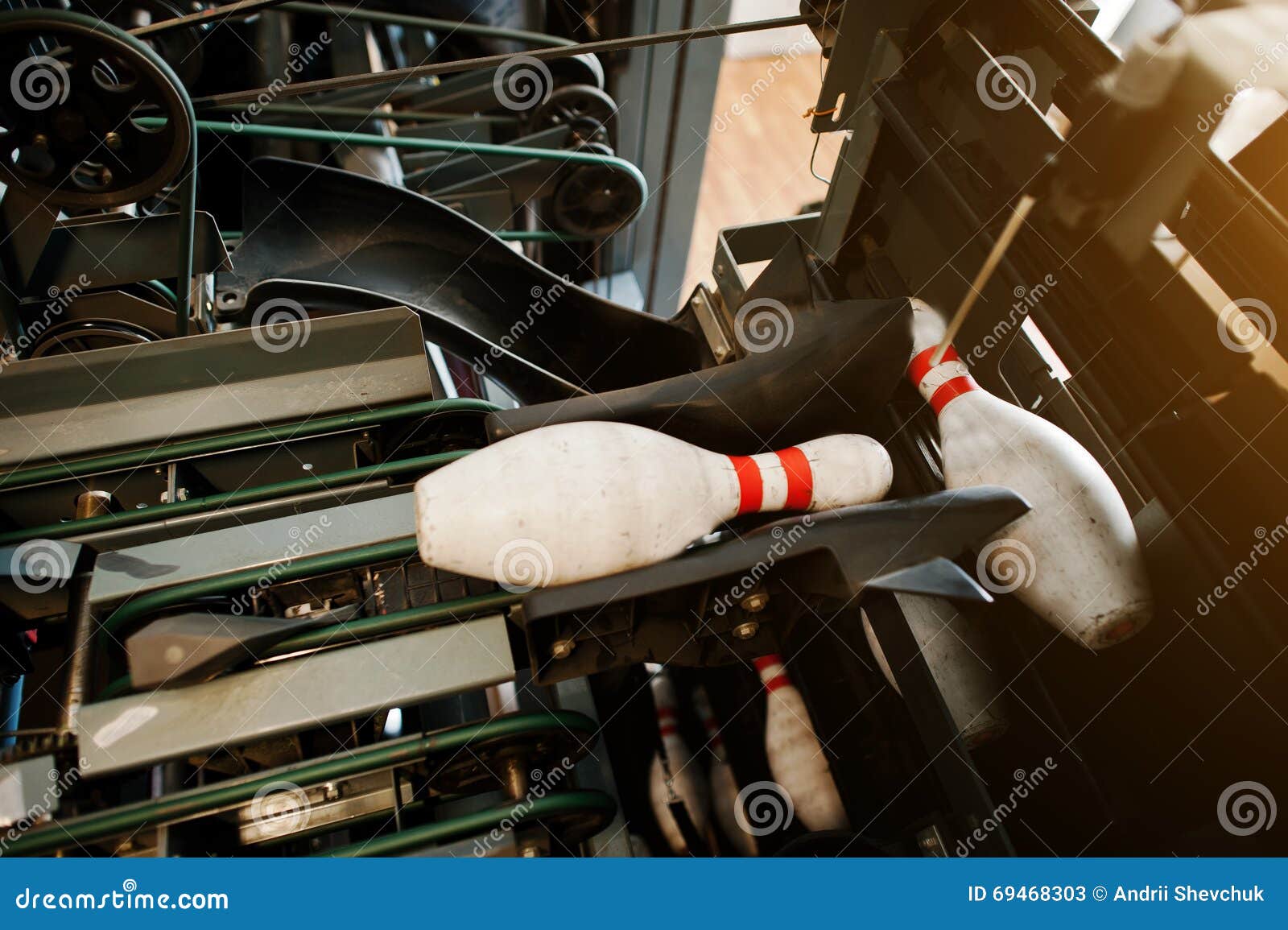 Pins on Bowling Pinsetter Machine Stock Image - Image of industry ...