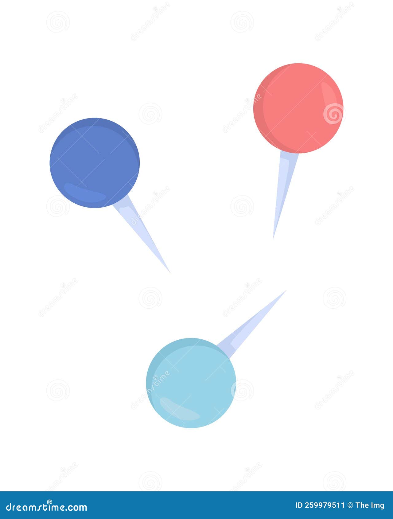 Pins with Bright Heads Semi Flat Color Vector Objects Set Stock Vector ...