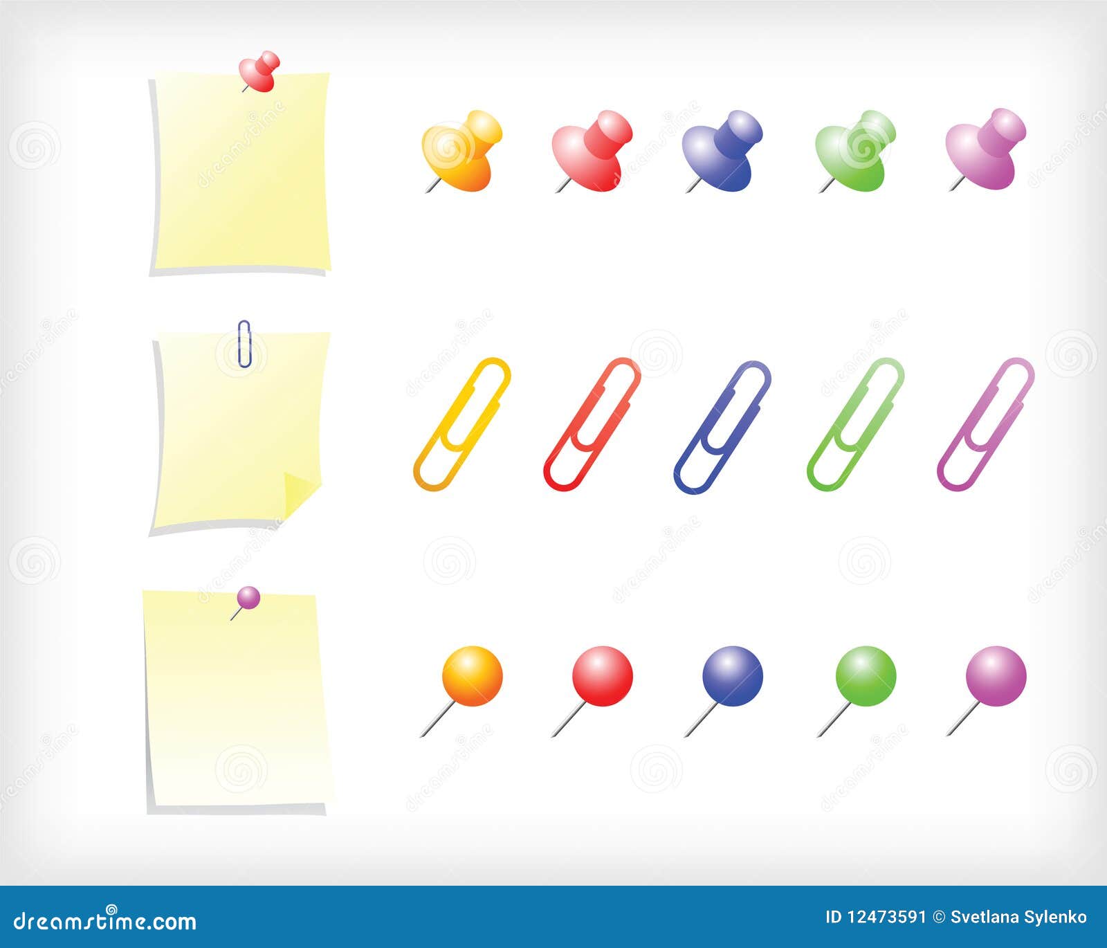 Pins and Clips stock vector. Illustration of stationery - 12473591
