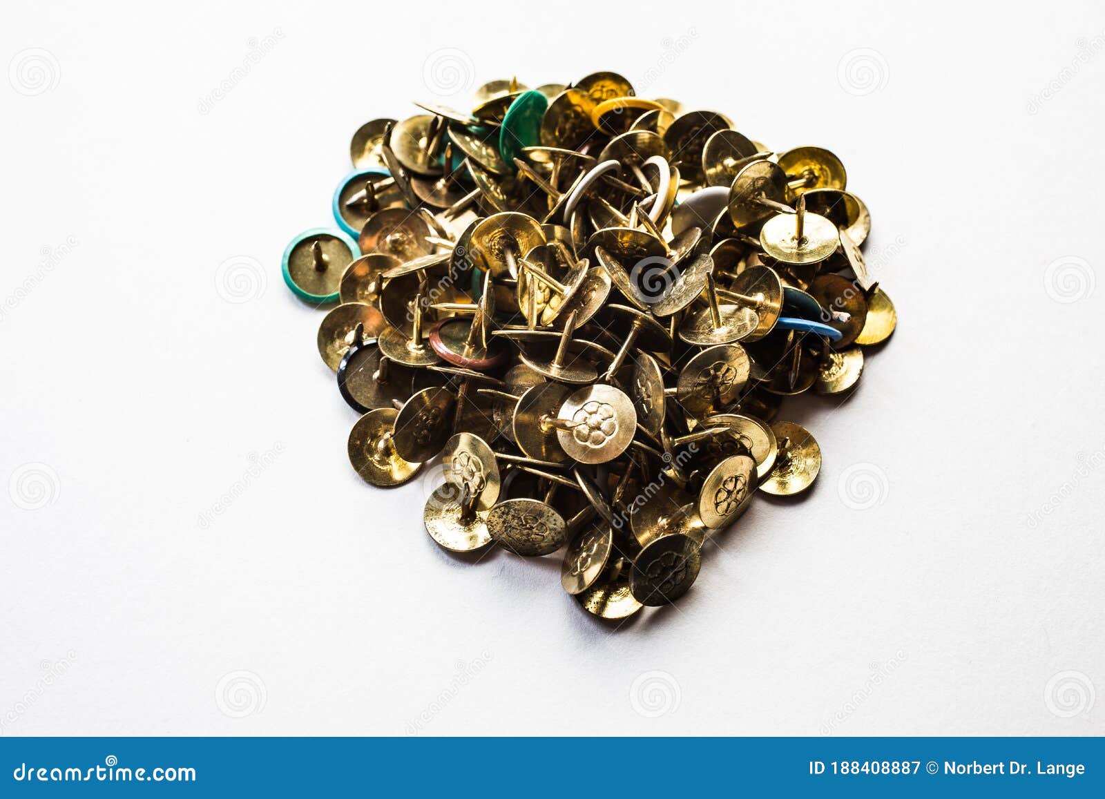 Pins with a colorful head stock image. Image of stapling - 188408887