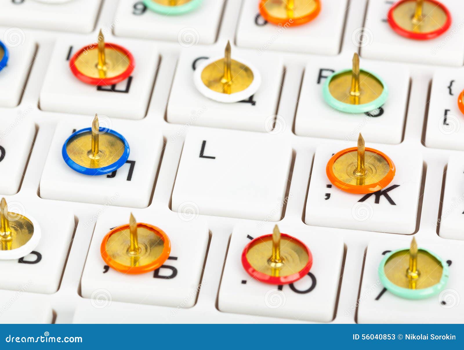 Pins on computer keyboard stock image. Image of painful - 56040853