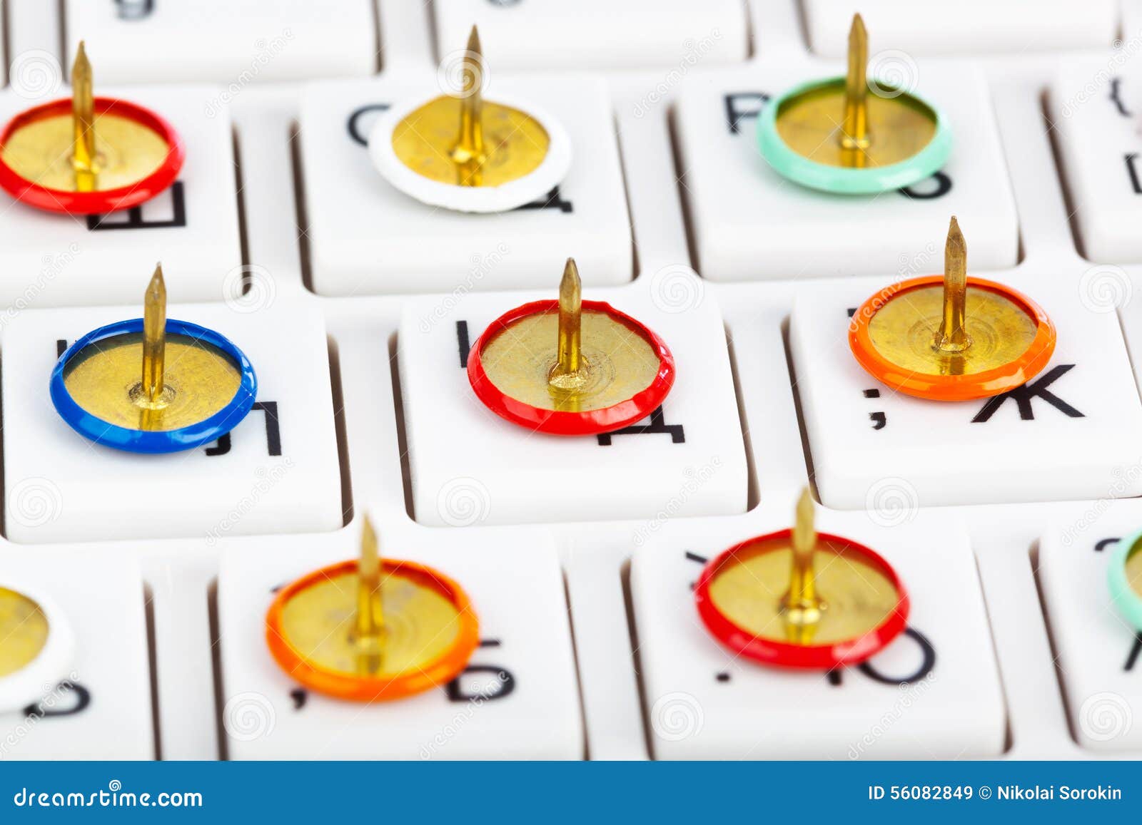 Pins on computer keyboard stock image. Image of injury - 56082849