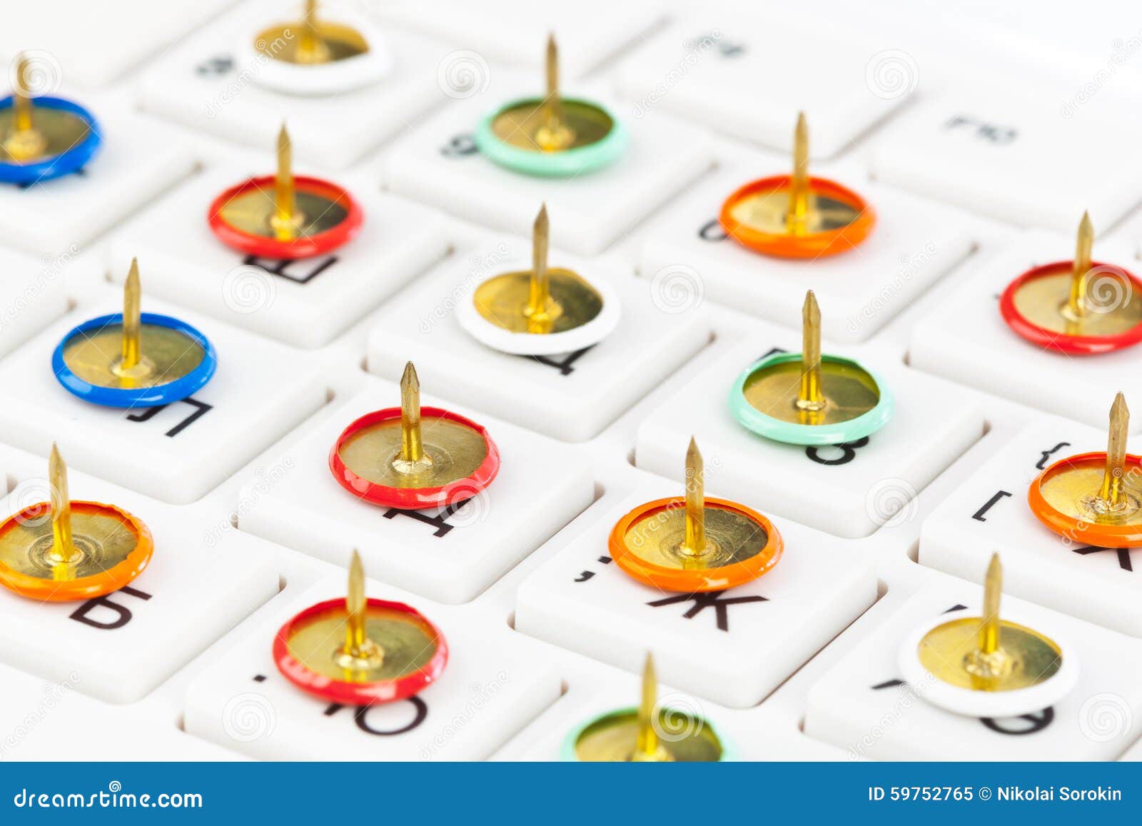 Pins on computer keyboard stock image. Image of concept - 59752765