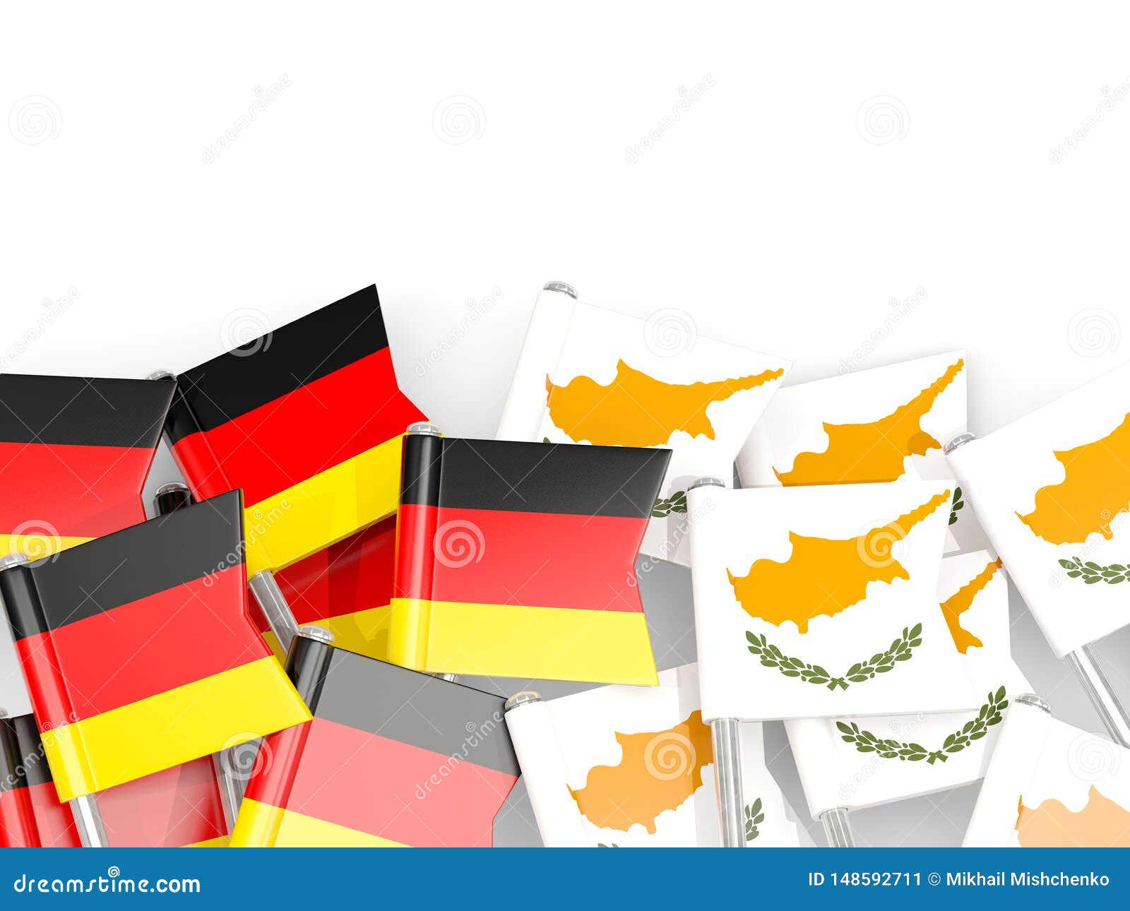 Pins with Flags of Germany and Cyprus Isolated on White Stock ...
