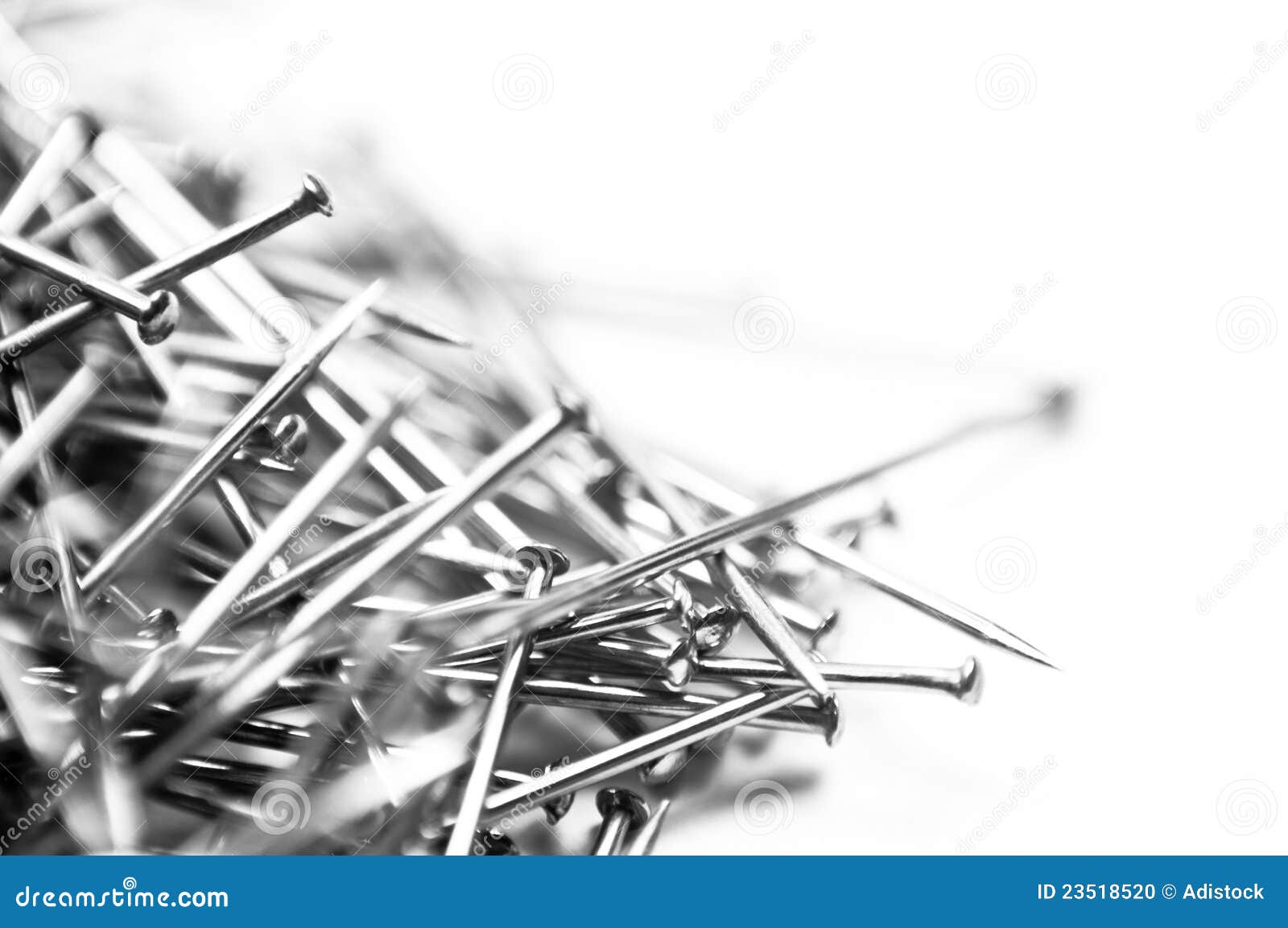 Pins Macro Isolated on White Background Stock Photo - Image of fashion ...