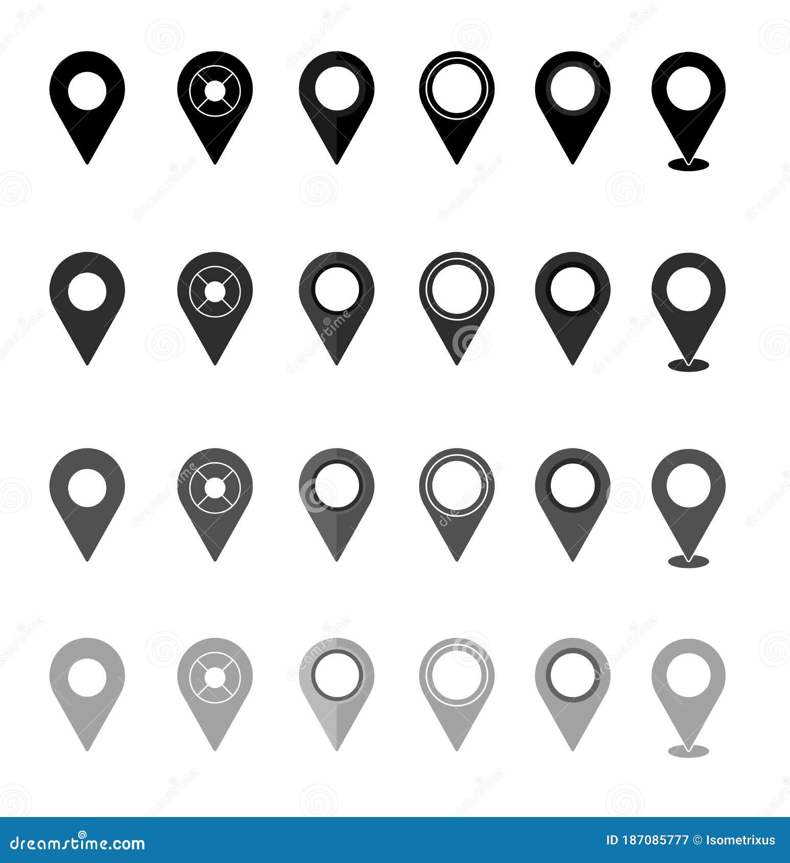 Pins for Map, Destination Symbol, Navigation Position Marker and Travel ...