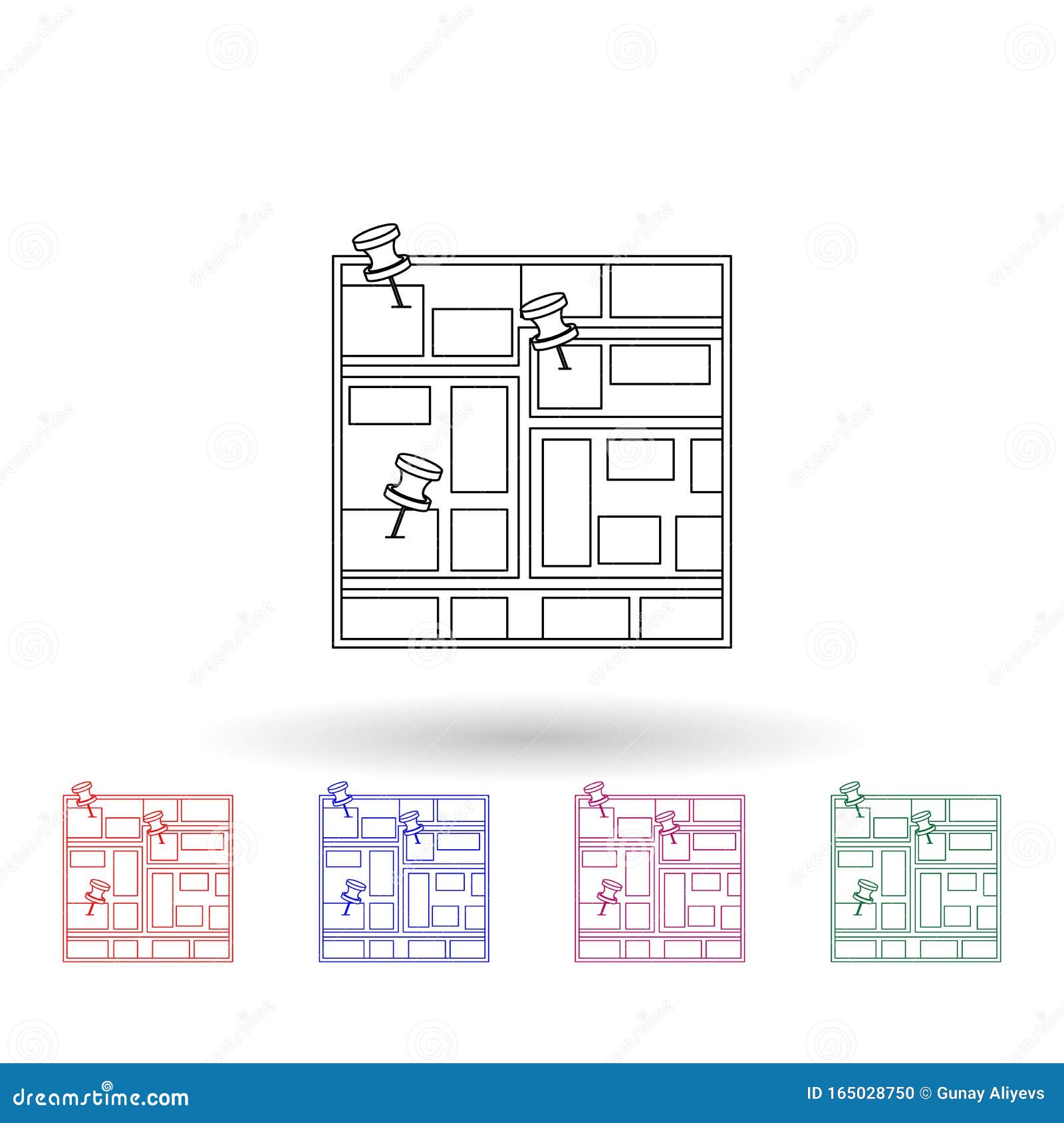 Pins On The Map Multi Color Icon Simple Thin Line Outline Vector Of Navigation Icons For Ui