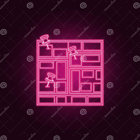Pins on the Map Neon Icon. Elements of Navigation Set Stock ...