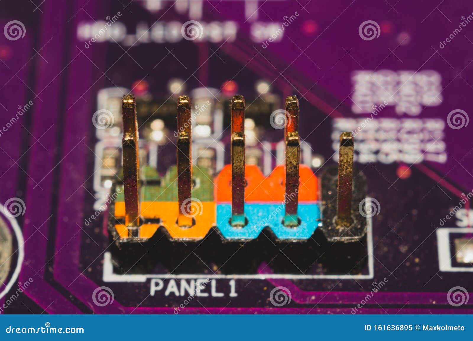 Pins on the Motherboard Close Up. Connectors on the Circuit Board of ...