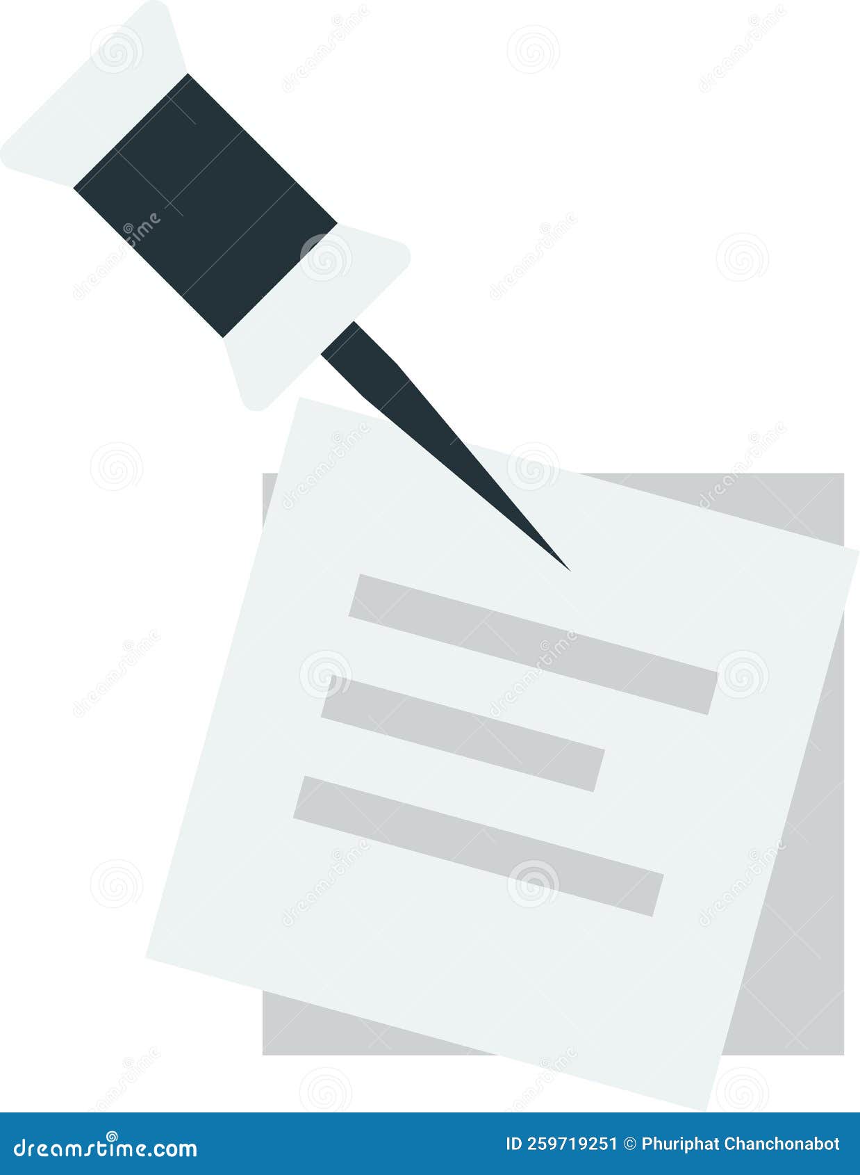 Pins and Note Paper Illustration in Minimal Style Stock Vector ...