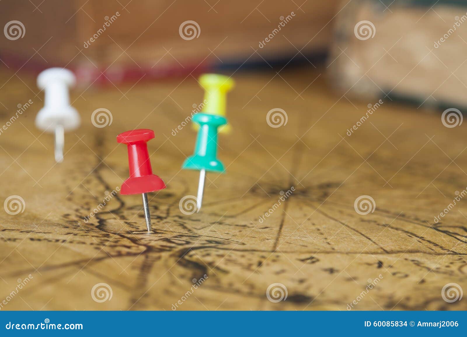 Pins on old map stock photo. Image of straight, destinations - 60085834